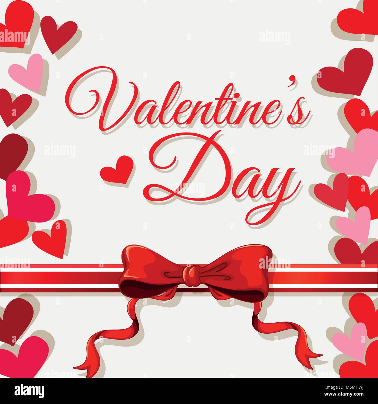 Valentine card template with hearts and ribbon illustration Stock ...