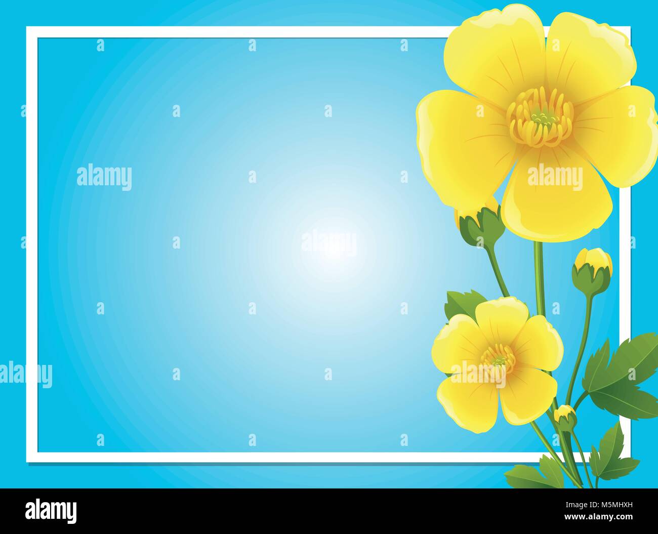 Border template with yellow flowers illustration Stock Vector Image ...