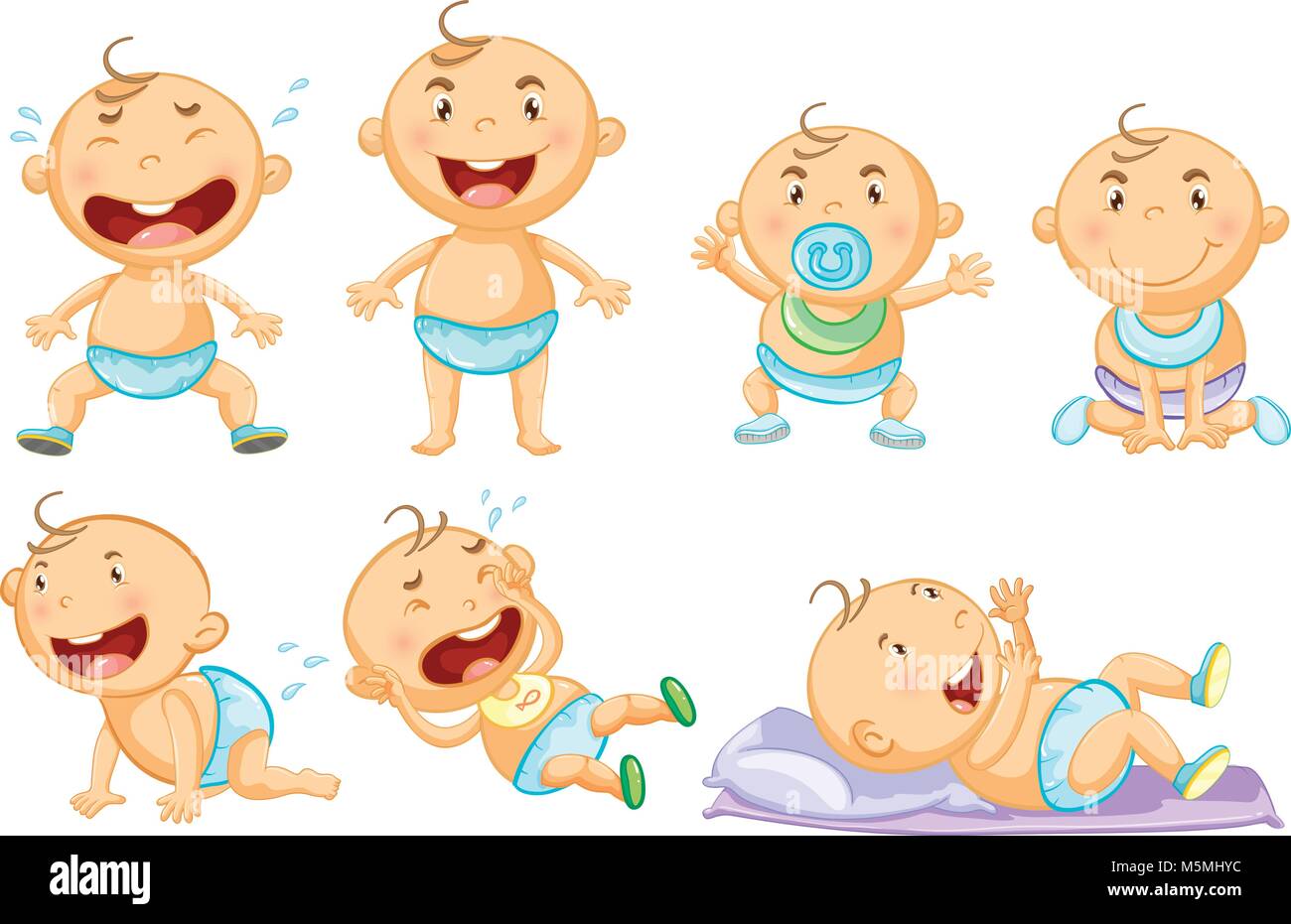 Baby boy in different actions illustration Stock Vector Image & Art - Alamy
