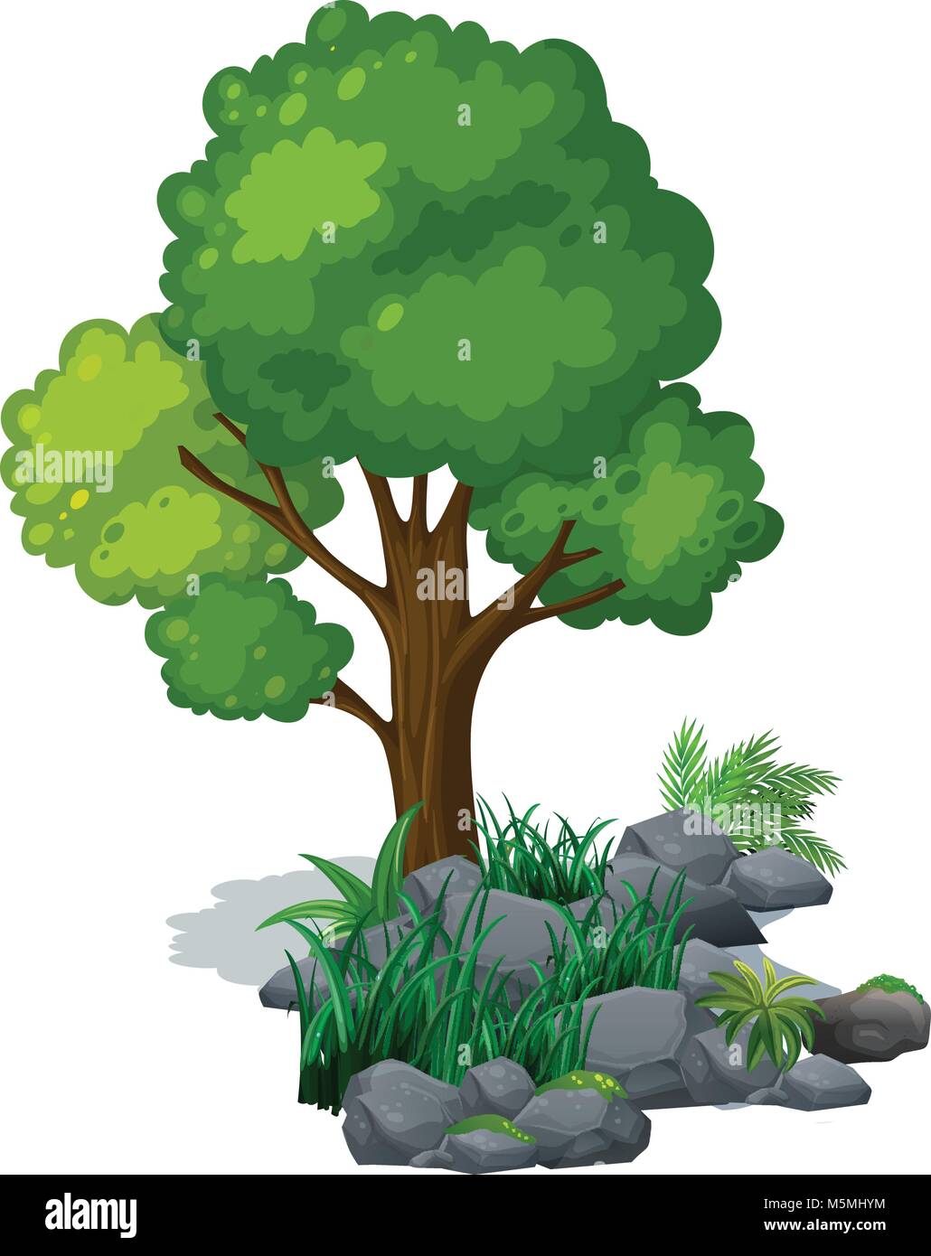 Trees on the rocks Stock Vector Images - Alamy