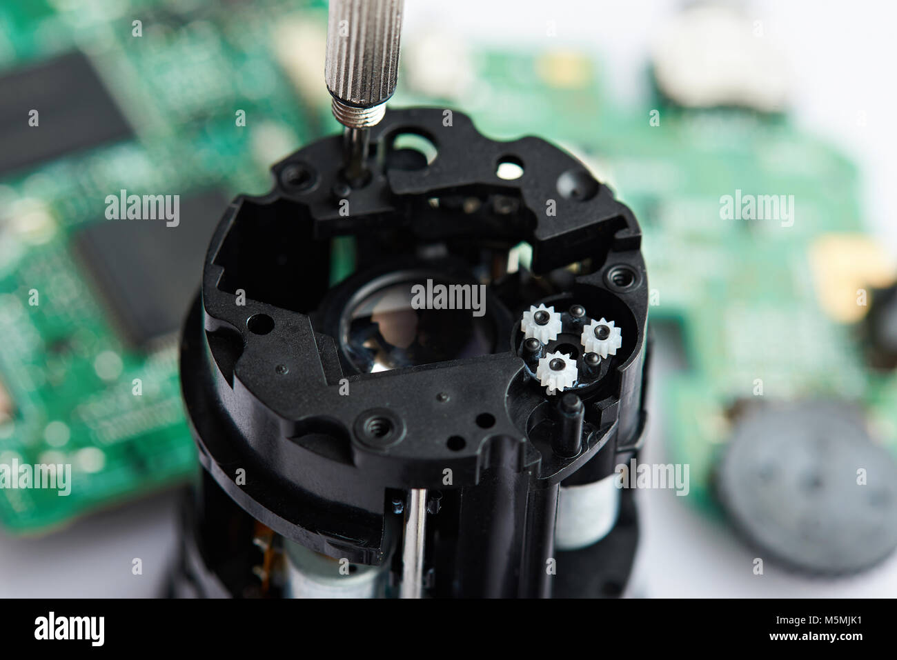 Repairing electronic service tools close-up. Fixing electronic device ...