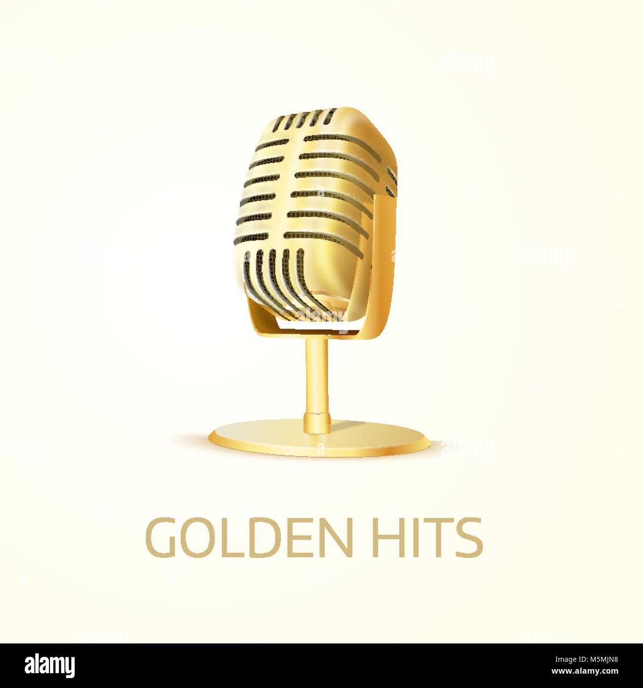 Shining golden studio microphone. Realistic vector illustration Stock ...