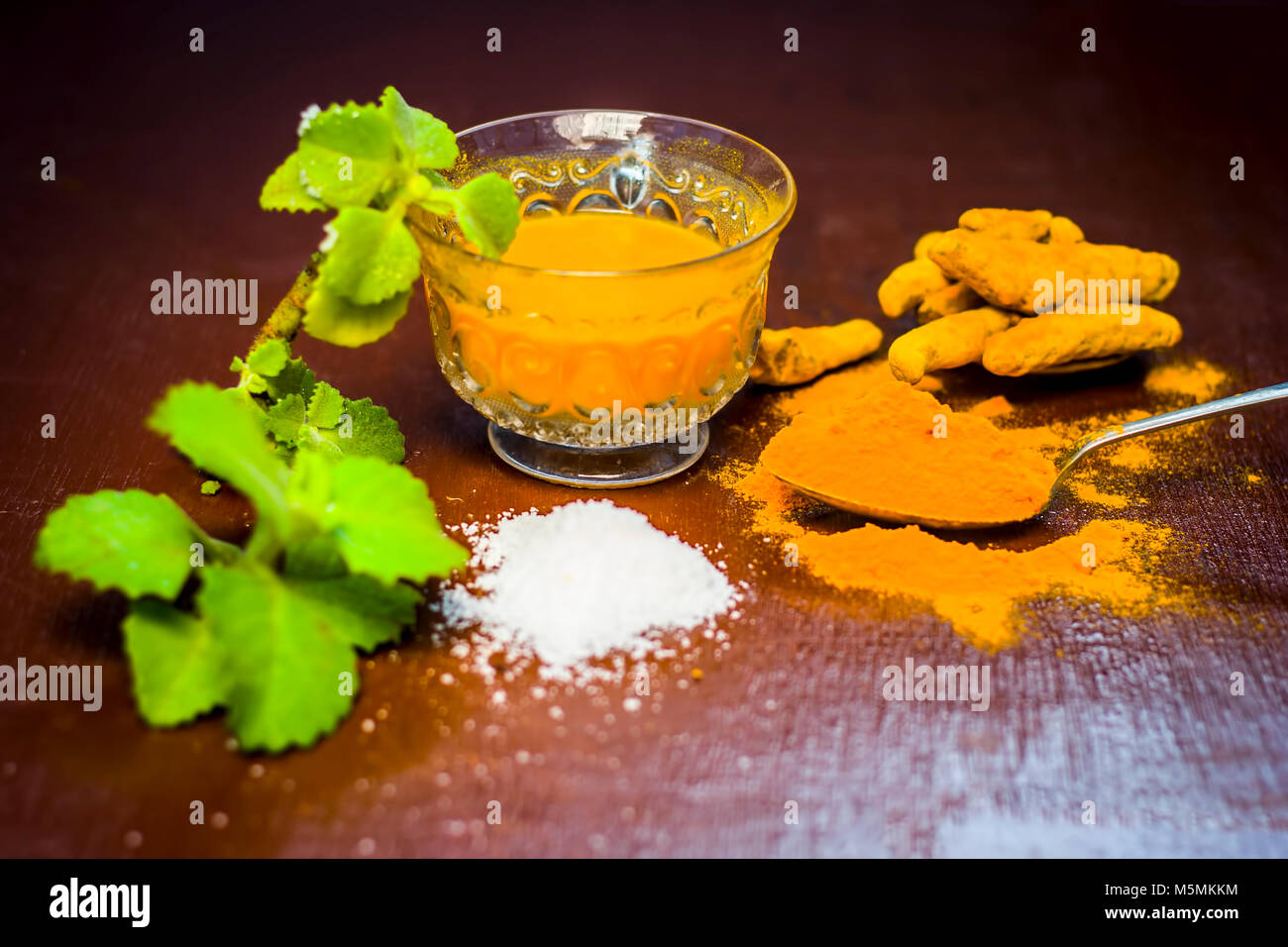 Tea of turmeric,Curcuma longa,Haldi, Ajwain,Trachyspermum ammi and salt ...