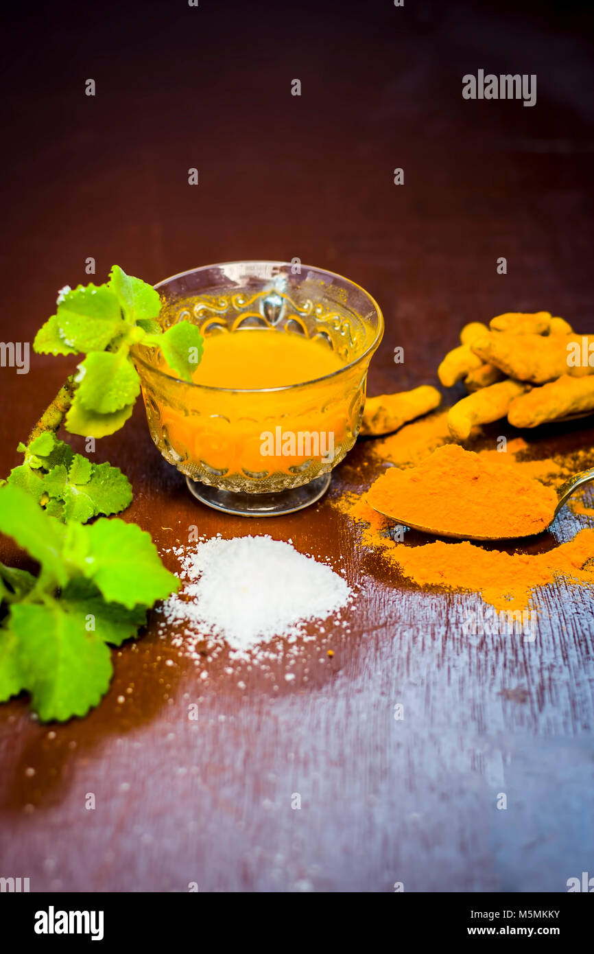 Tea of turmeric,Curcuma longa,Haldi, Ajwain,Trachyspermum ammi and salt ...