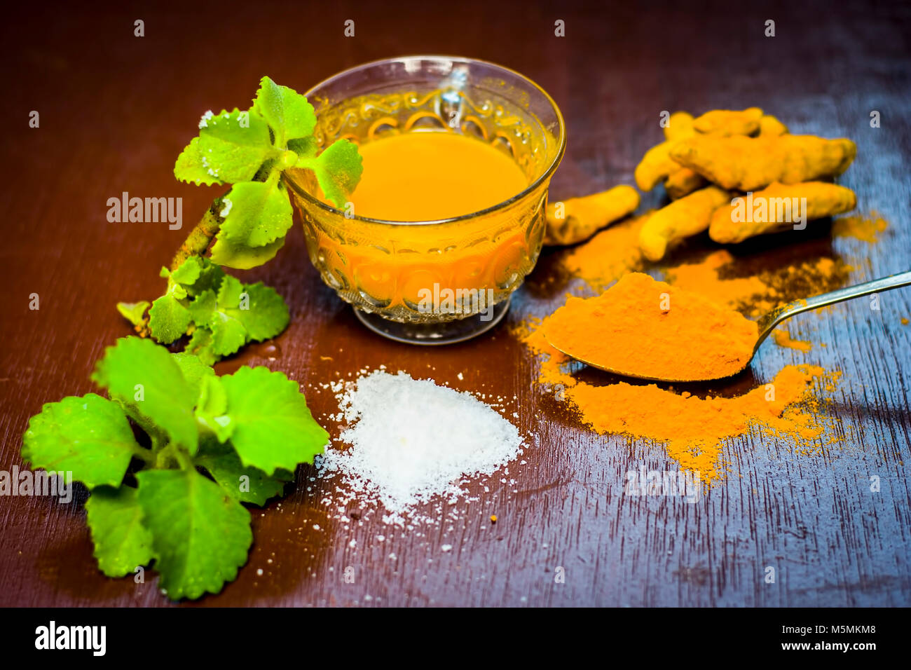 Tea of turmeric,Curcuma longa,Haldi, Ajwain,Trachyspermum ammi and salt ...