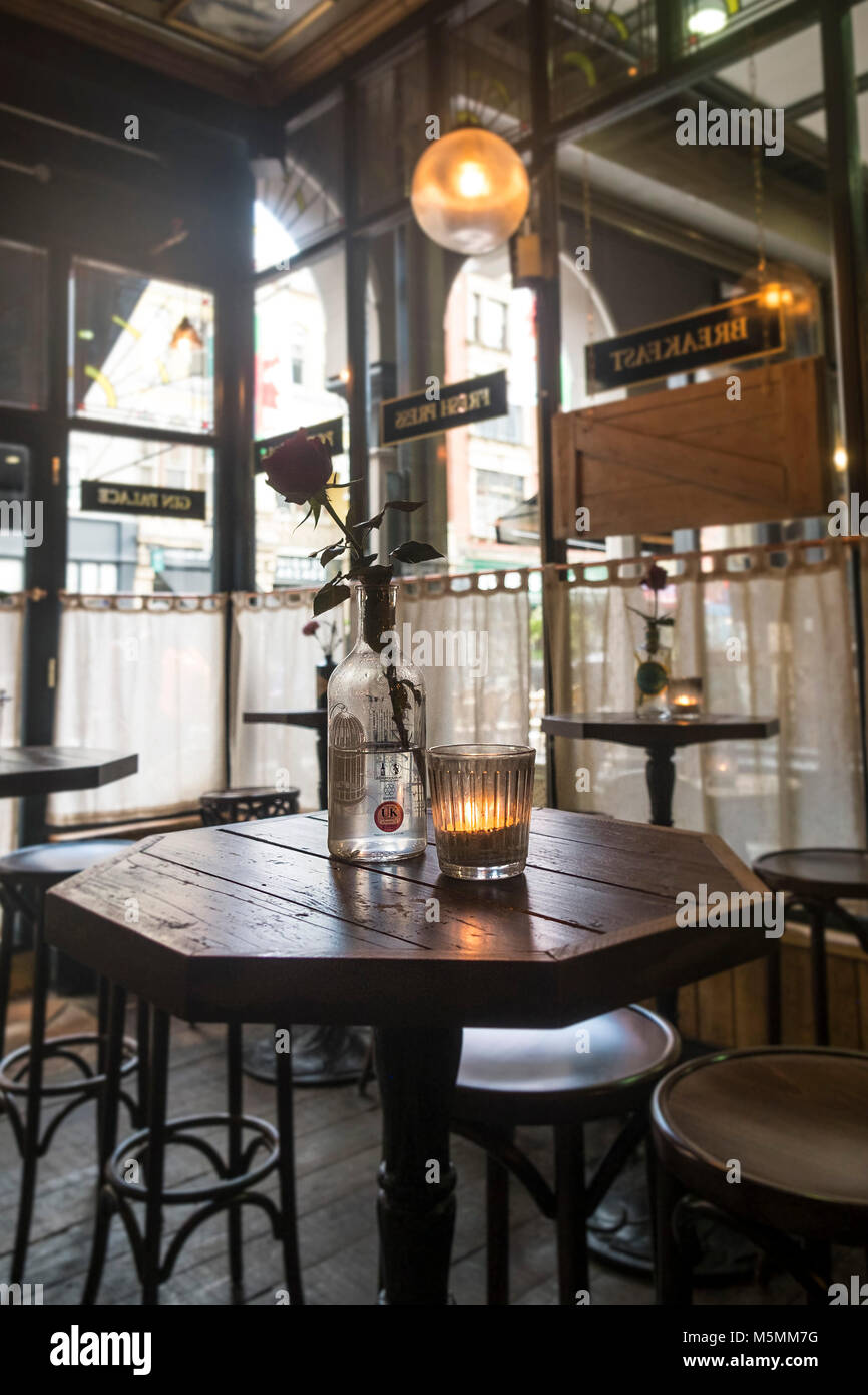 Table decorations in a bar restaurant in Cardiff City centre Stock ...