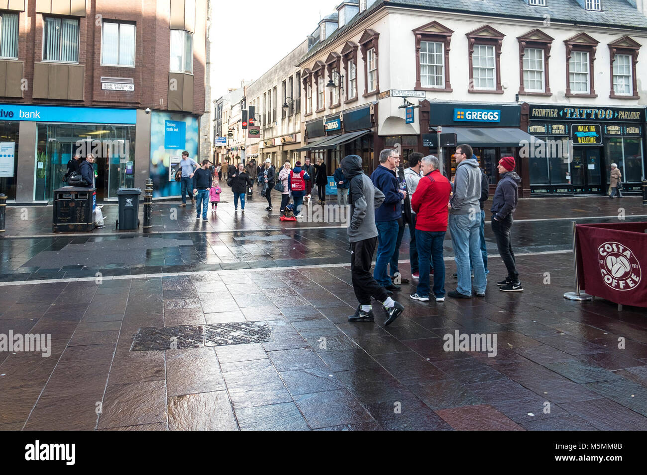 A street scene in Cardiff City centre wales Stock Photo - Alamy