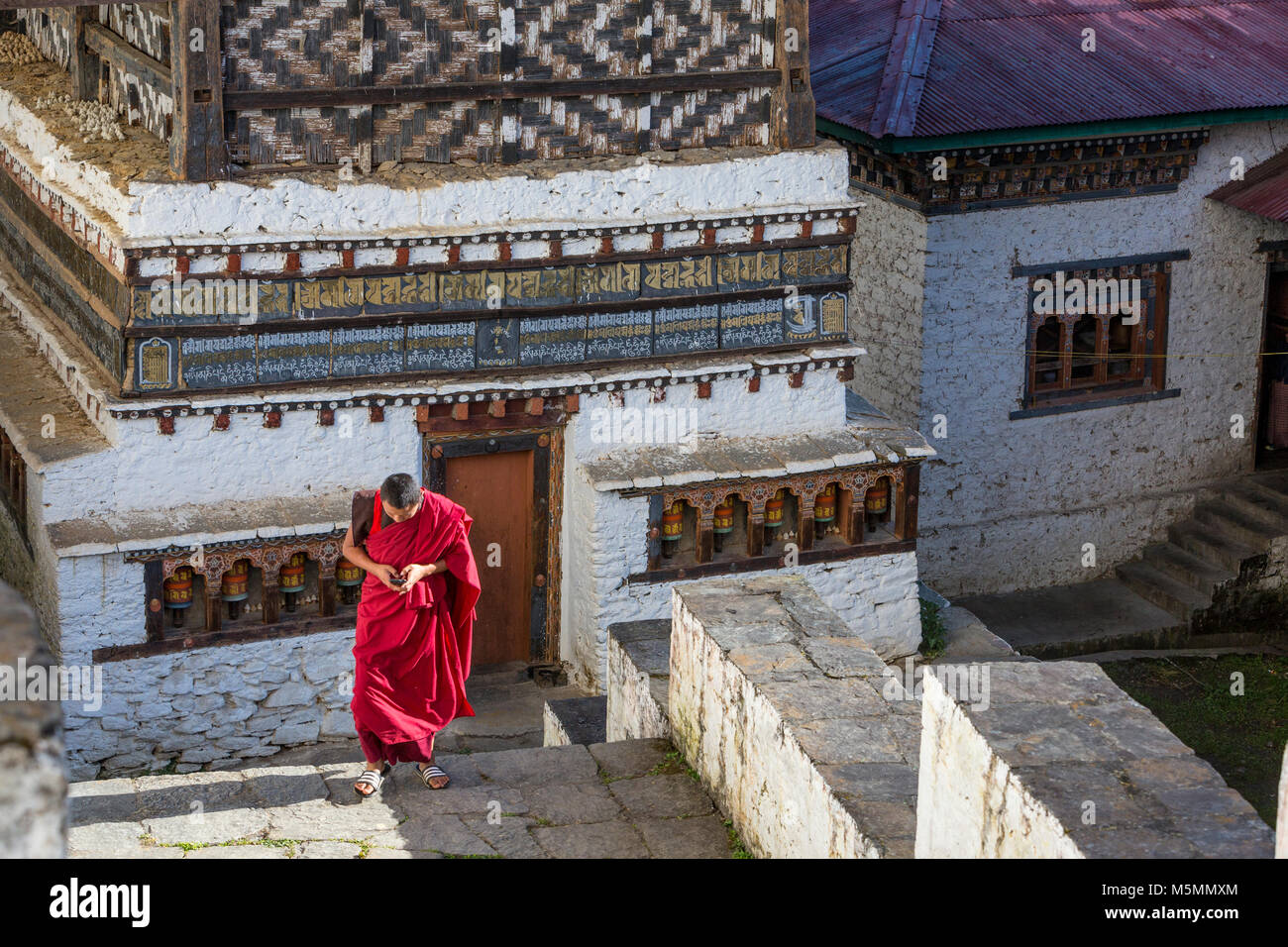 Trongsa, Bhutan. A Young Buddhist Monk inside the Trongsa Dzong ...