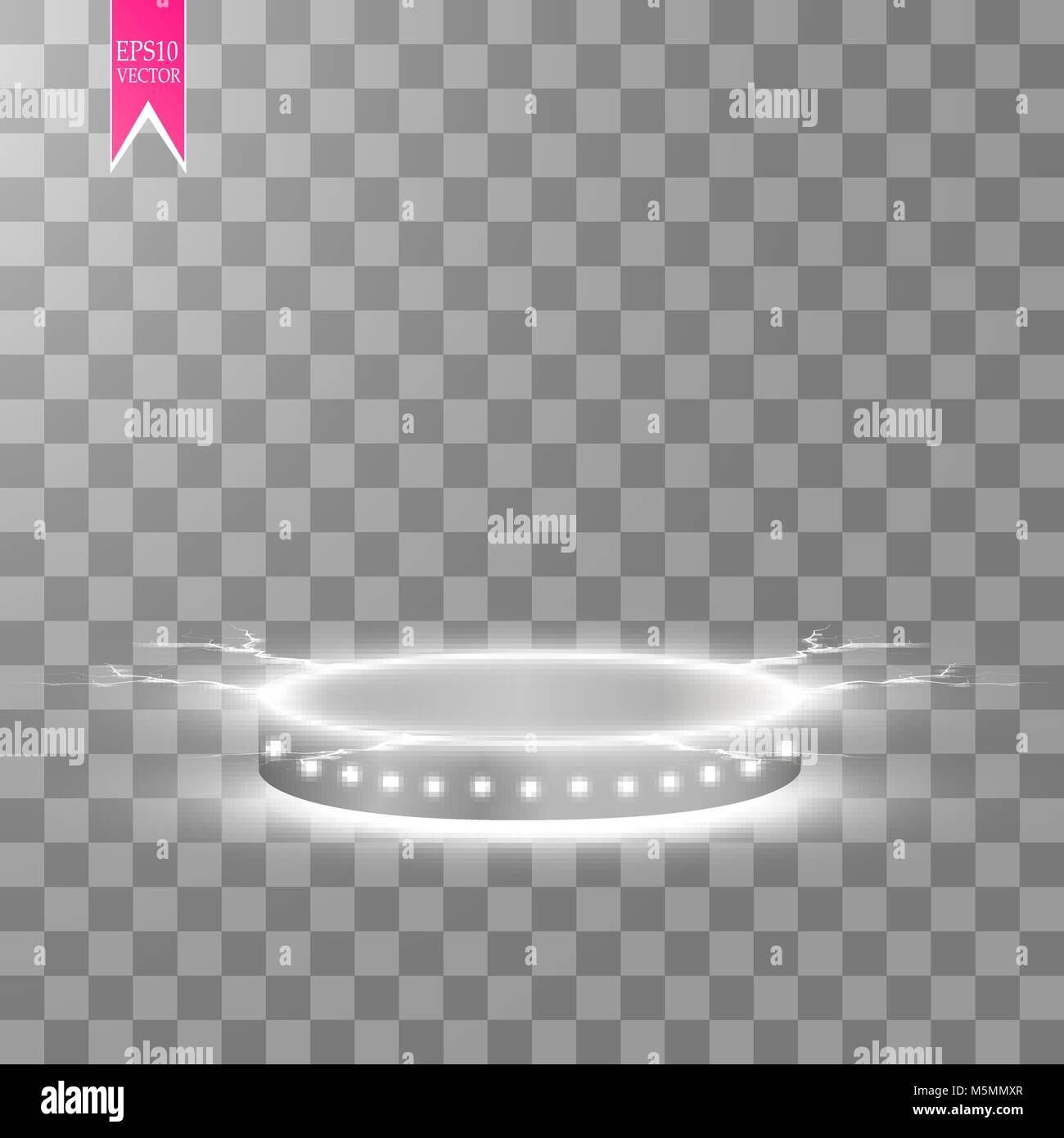 Vector white transparent energy spotlight scene with lightning ...