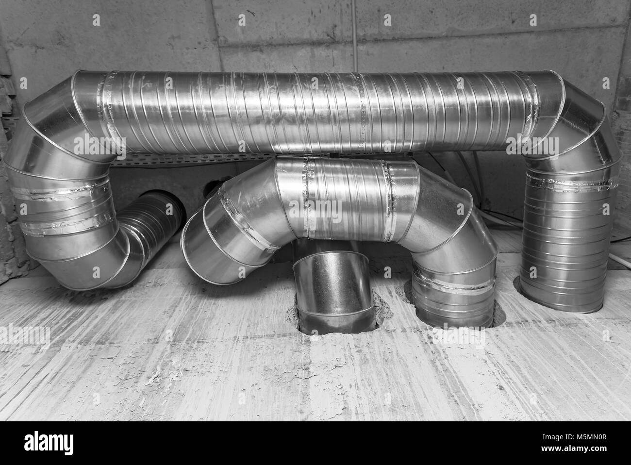 Duct metal pipe ventilation Black and White Stock Photos & Images - Alamy