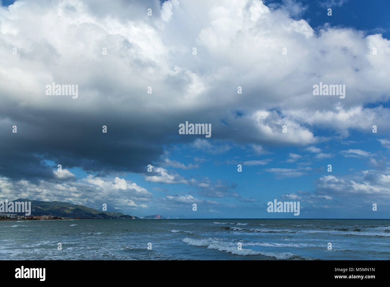 blue sky with clouds and rain clouds before the storm coming. Before ...