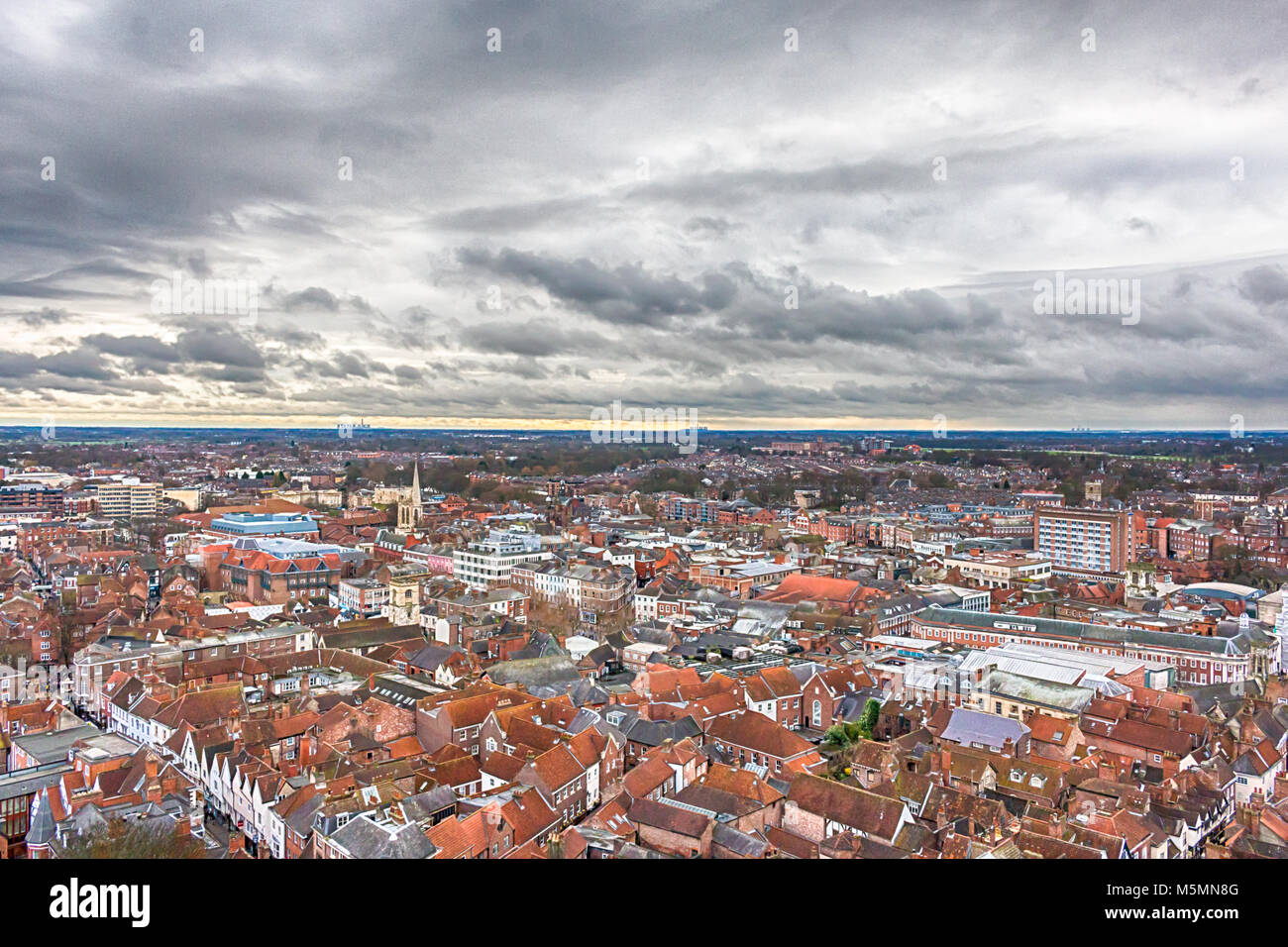 View over York, famous medieval walled city in North Yorkshire, England ...