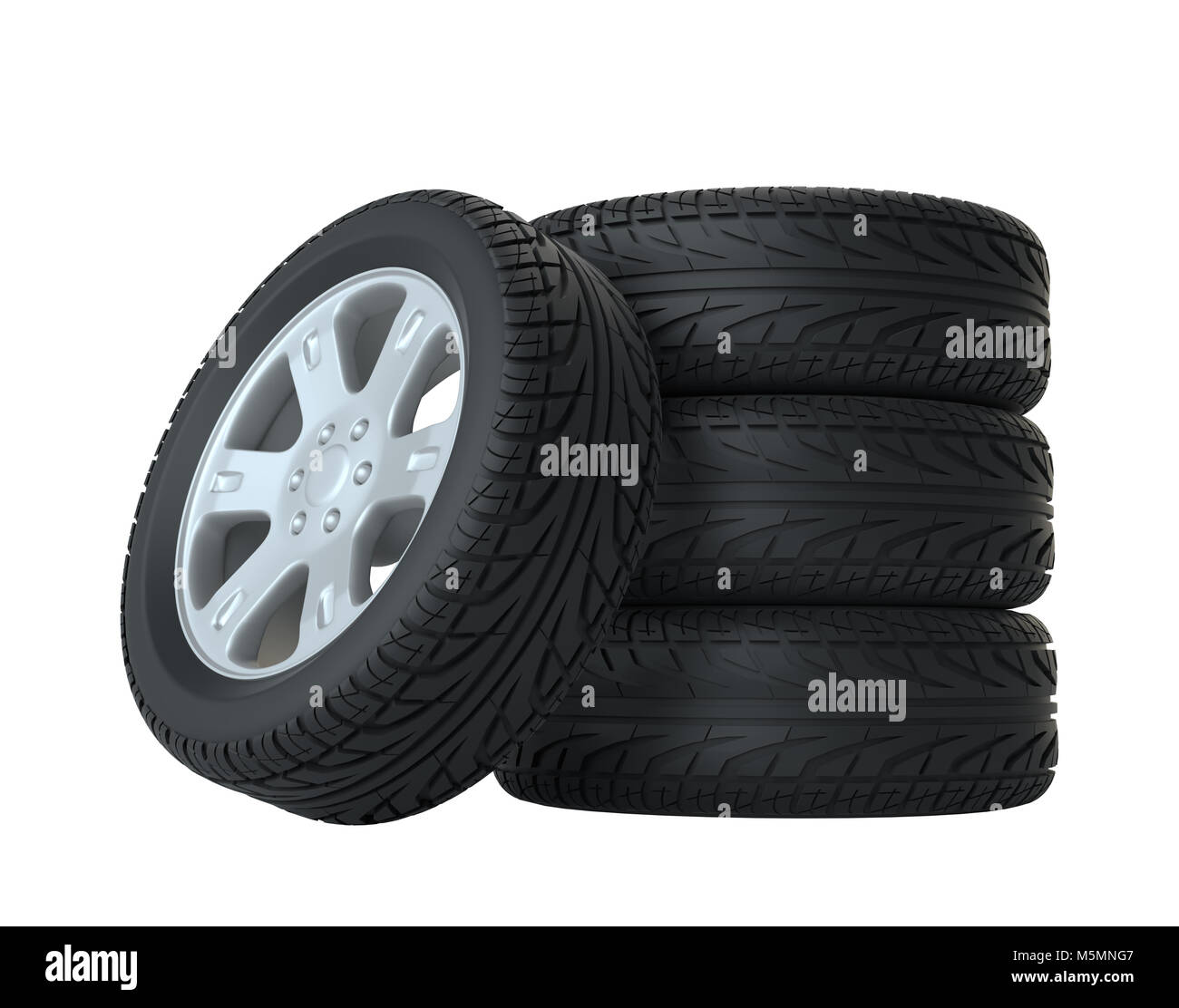 Stack of wheels. 3d illustration Stock Photo - Alamy