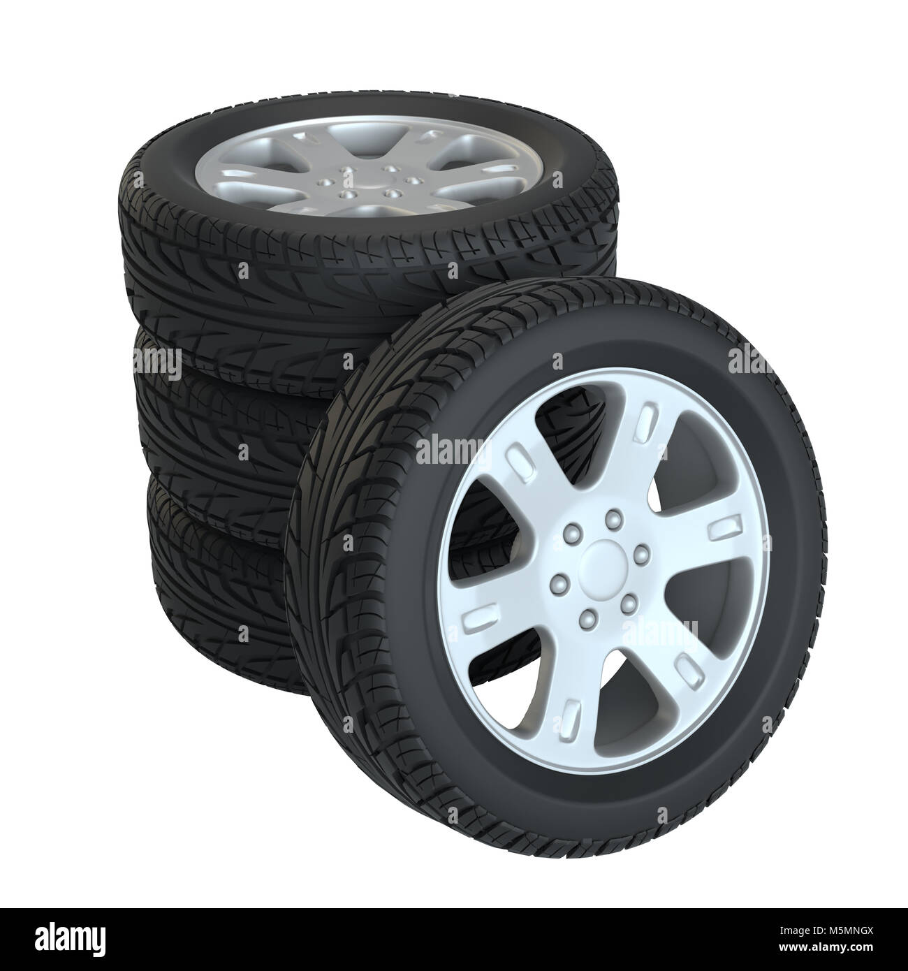 Stack of wheels. 3d illustration Stock Photo - Alamy