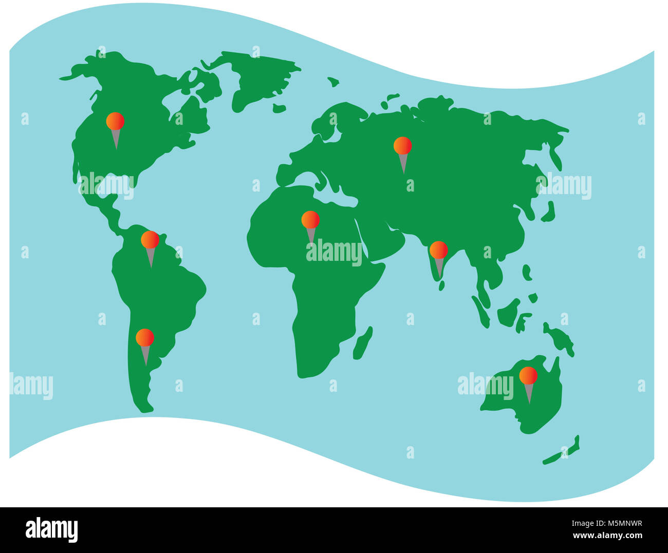 World map of continents on white background Stock Photo - Alamy