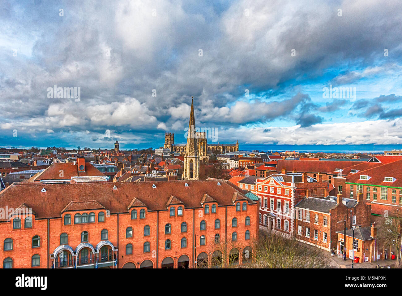 View over York, famous medieval walled city in North Yorkshire, England ...