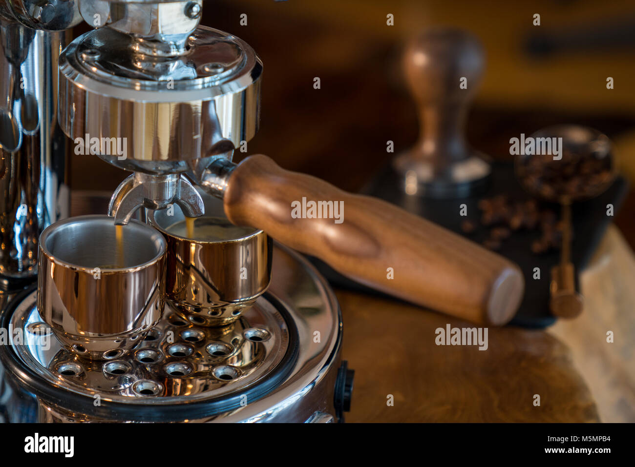 High End Espresso Machine Closeup - Barista at home Stock Photo - Alamy