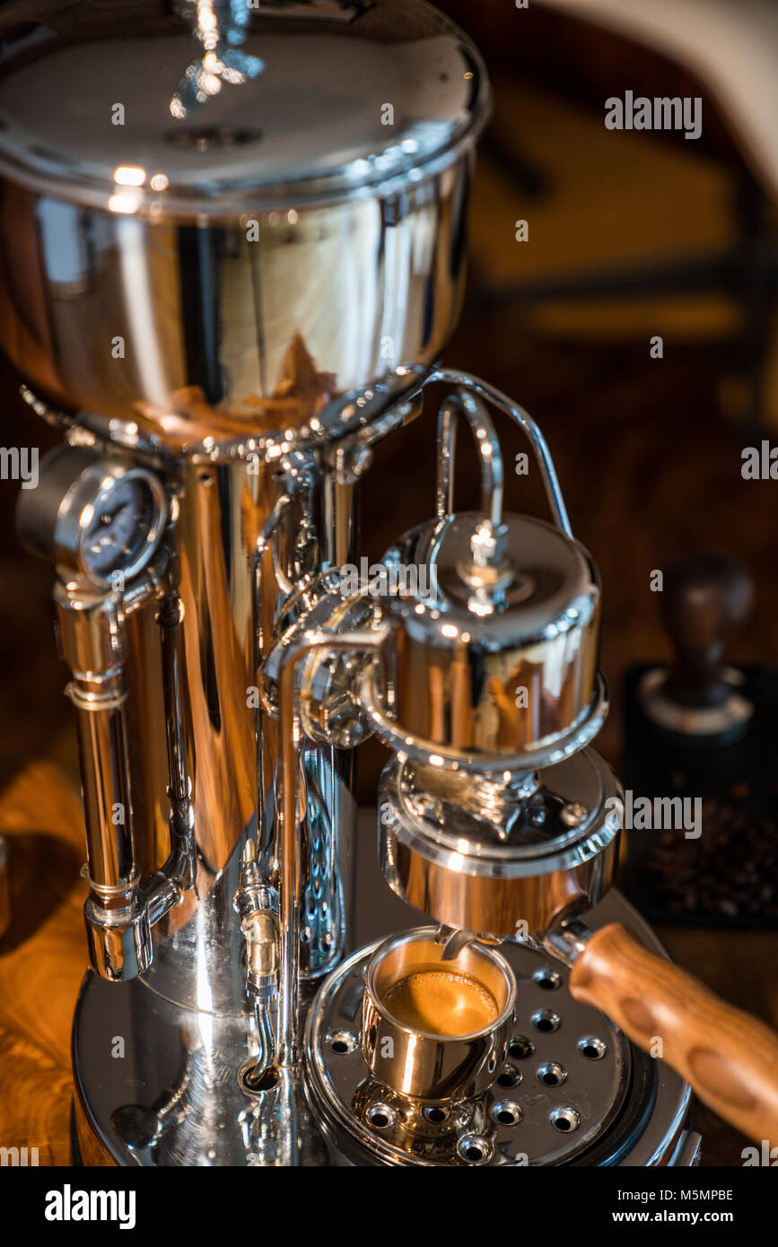 High End Espresso Machine Closeup - Barista at home Stock Photo - Alamy