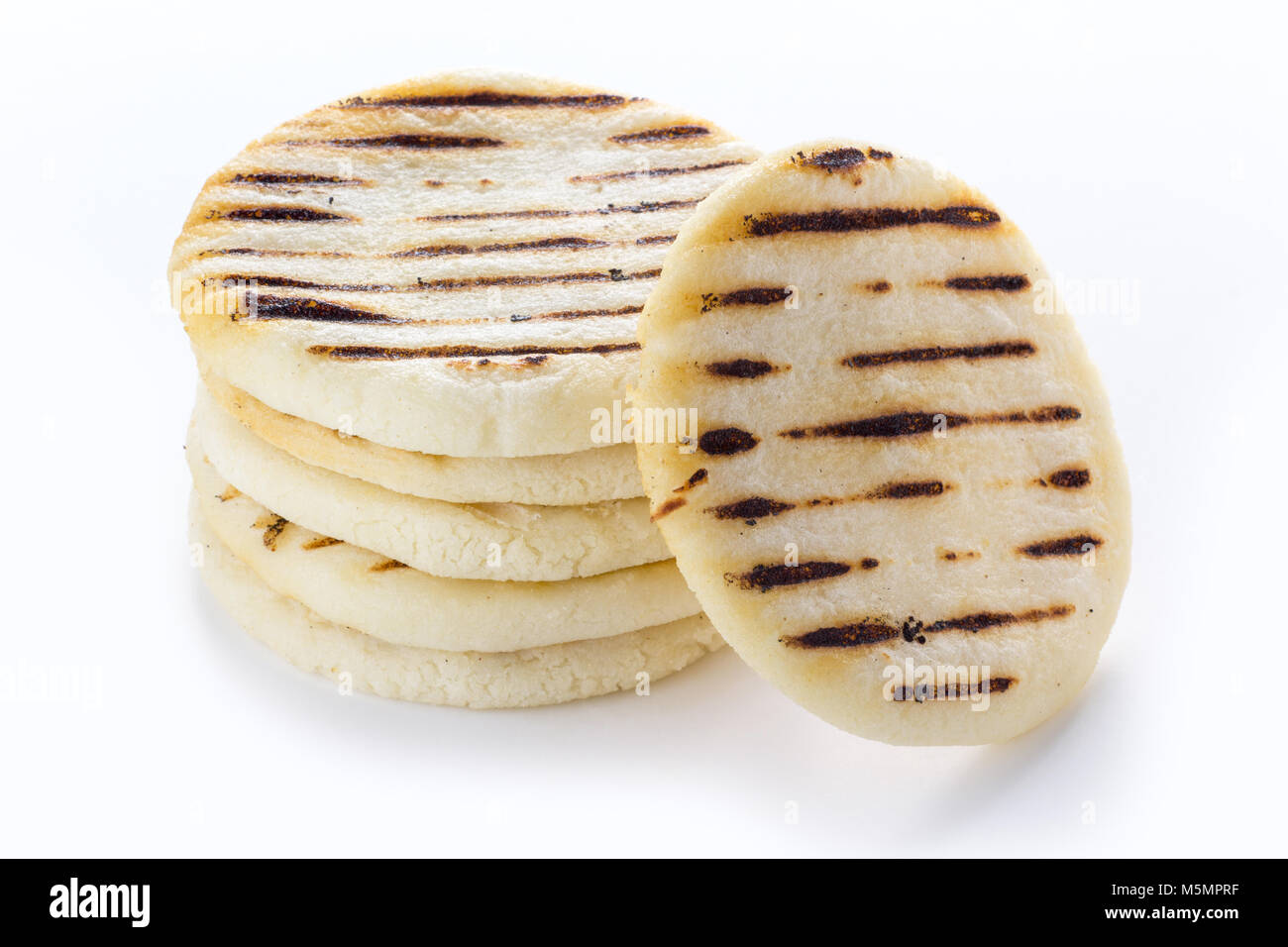 Venezuelan traditional food, arepas on a white background Stock Photo ...