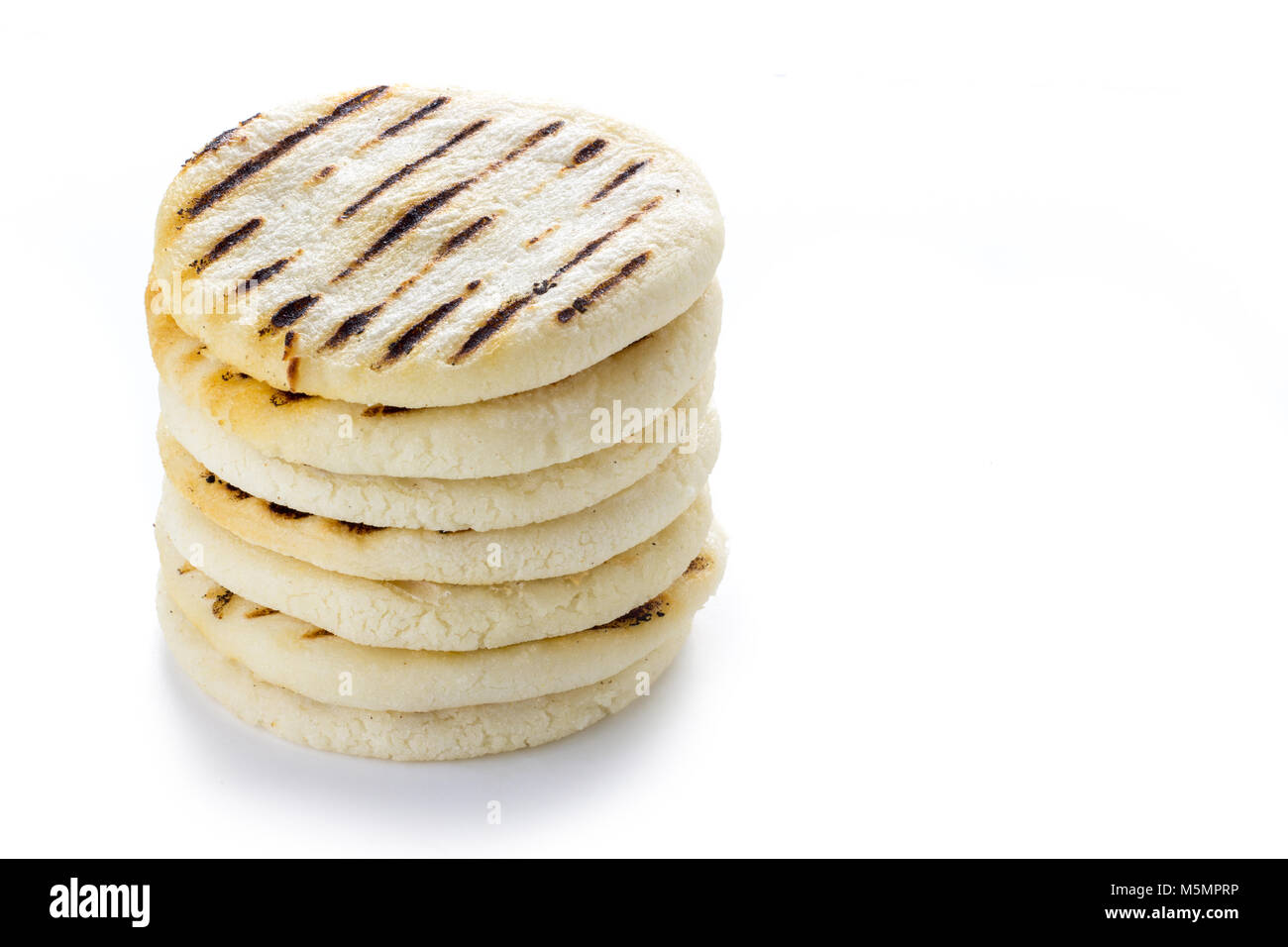 Venezuelan traditional food, arepas on a white background Stock Photo ...