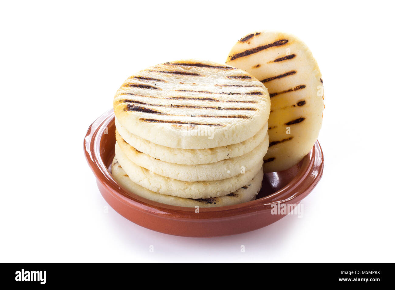 Venezuelan traditional food, arepas on a white background Stock Photo ...