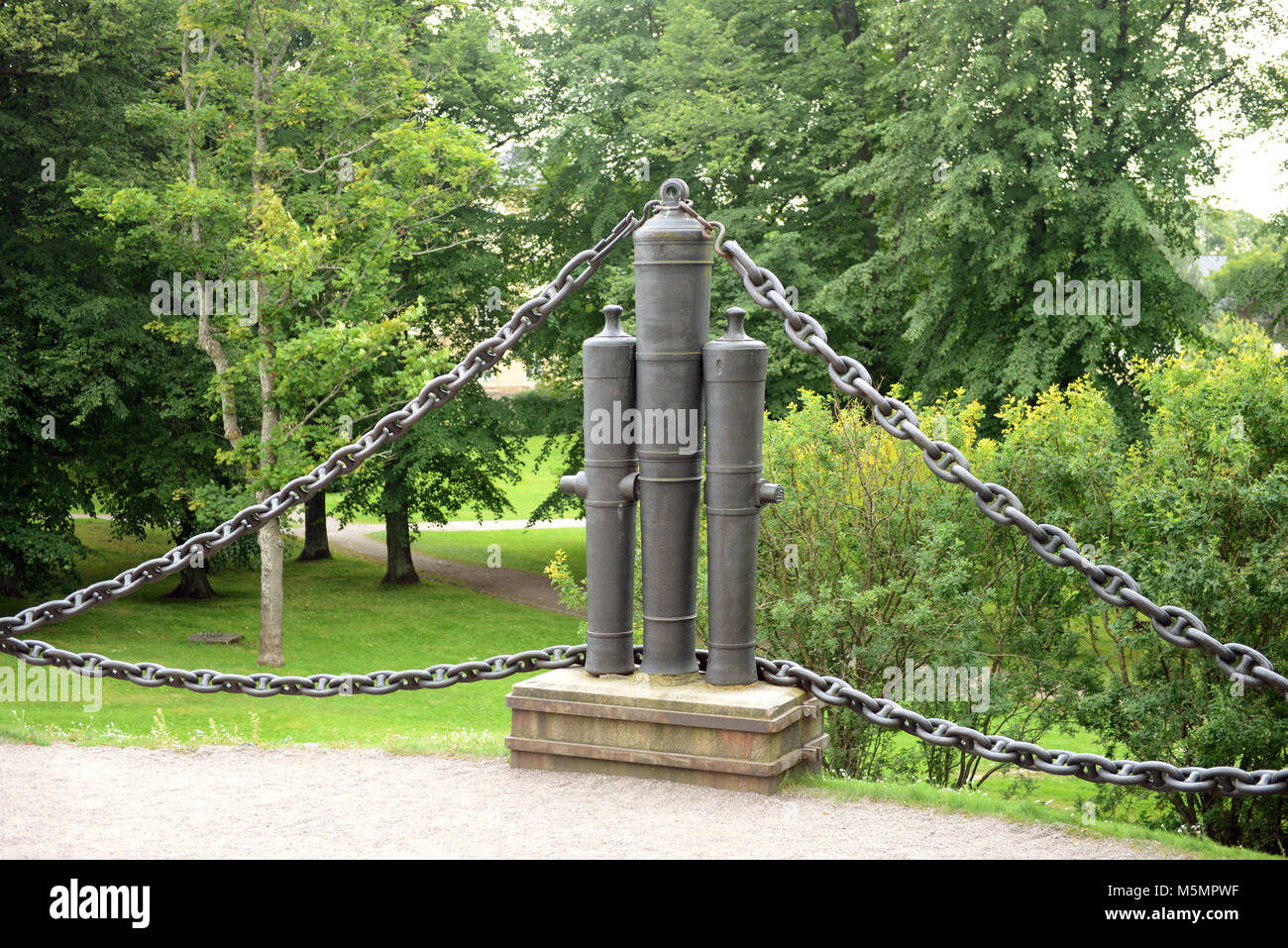 Canon barrel fence around Soumenlinna, Helsinki, Finland Stock Photo ...