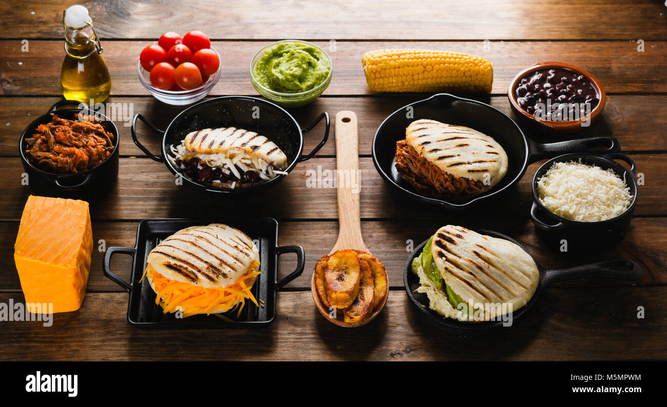 Different types of arepas, the typical Venezuelan food Stock Photo - Alamy