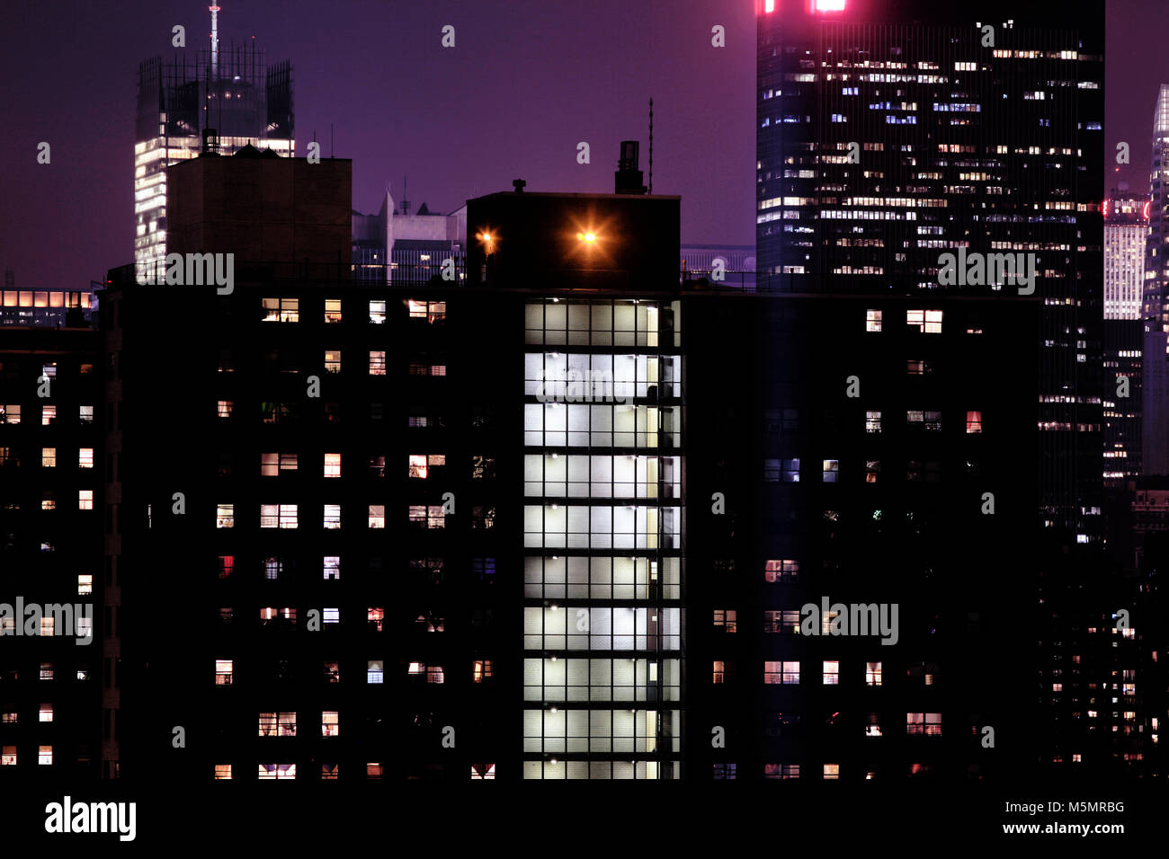 A rare view of NYC skyline and buildings and towers and office and ...