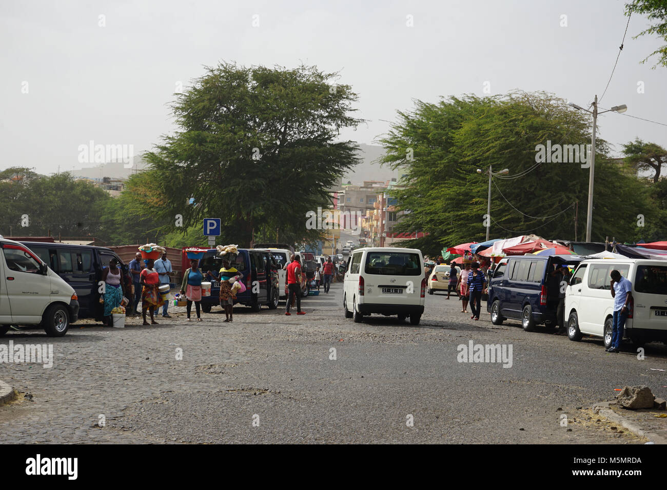 Mini Buses at Sucupira Market, Praia, Santiago Island, Cape Verde Stock ...