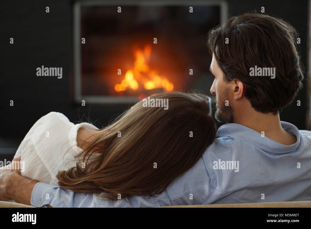 Couple Fireplace Romantic High Resolution Stock Photography and Images ...