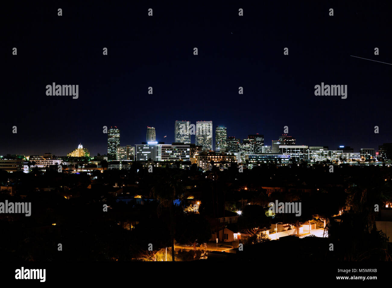 A view of Los Angeles skyline at night Stock Photo - Alamy