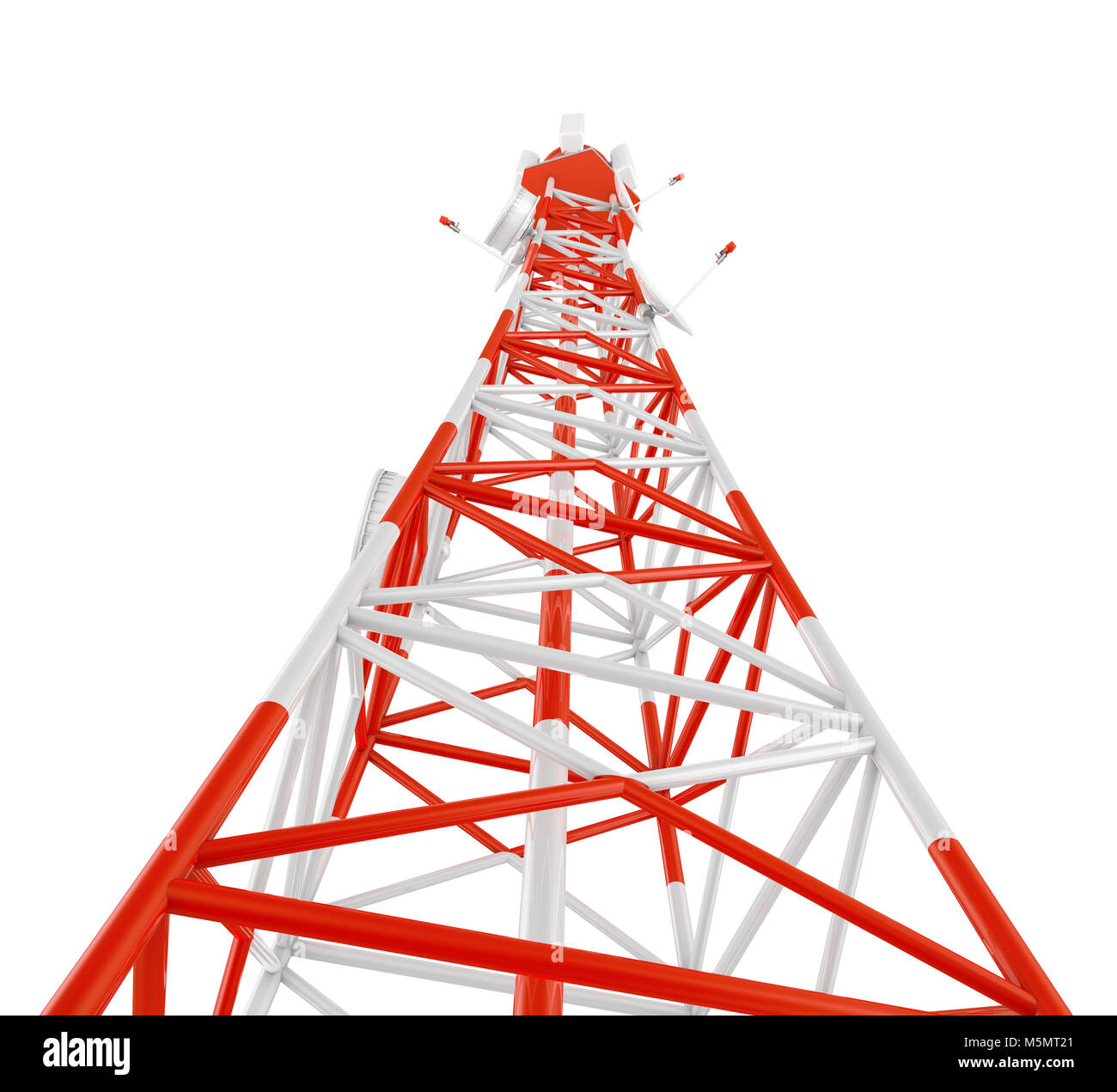 Modern telecomunication tower on a white background. 3d rendering Stock ...