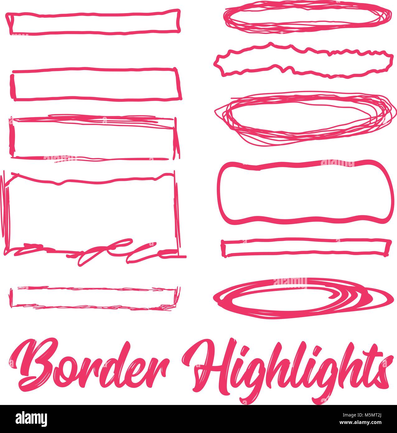 Hand drawn highlighter elements. Vector borders on white background ...