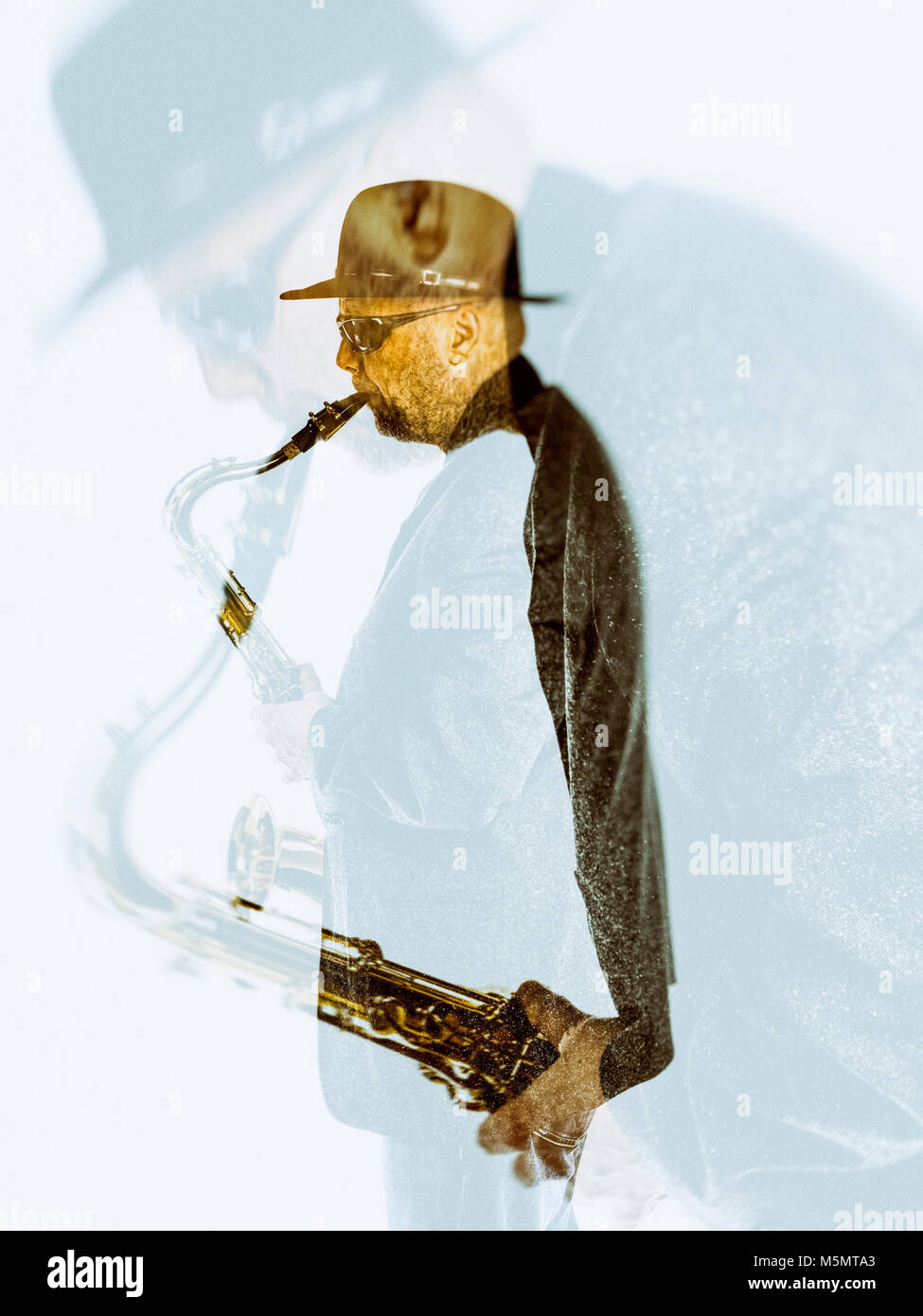 Man playing saxophone white background hi-res stock photography and ...