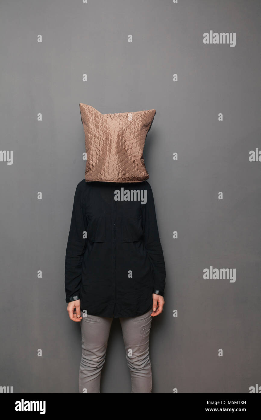 Woman paper bag over head hi-res stock photography and images - Alamy
