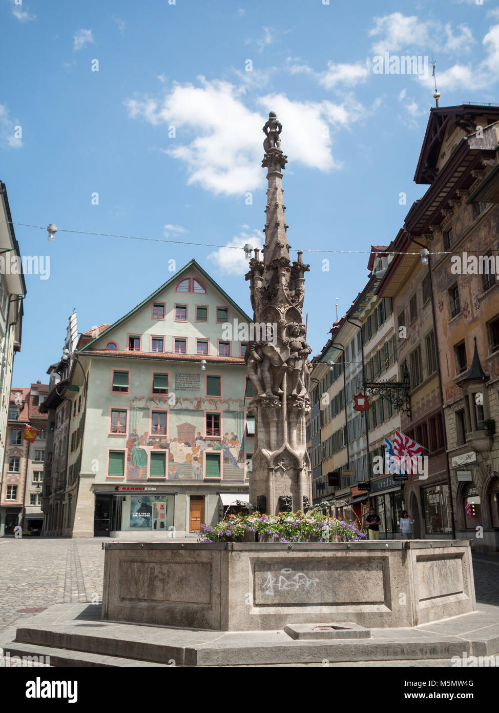 Fountain in Luzern city street Stock Photo - Alamy