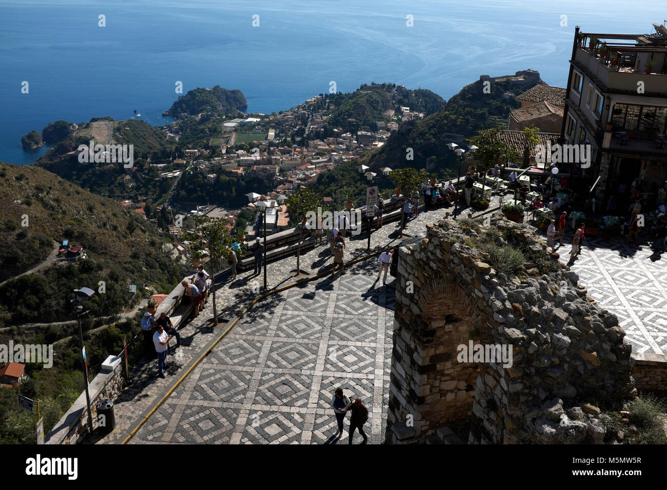 Piazza Saint Antonio, Castelmola, Sicily Stock Photo - Alamy