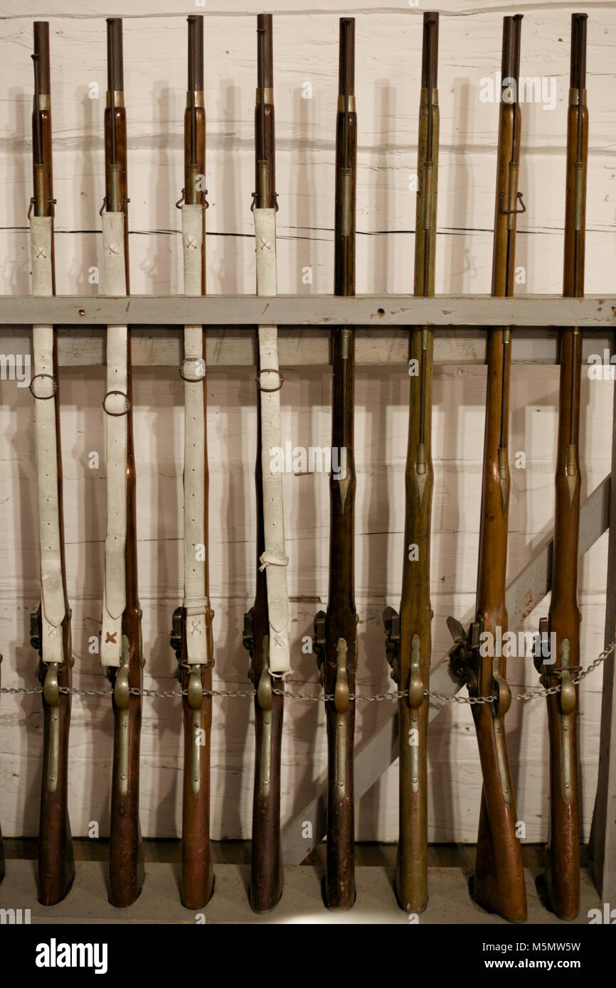 Muskets stored in the Barracks at Fort George National Site, Niagara on ...