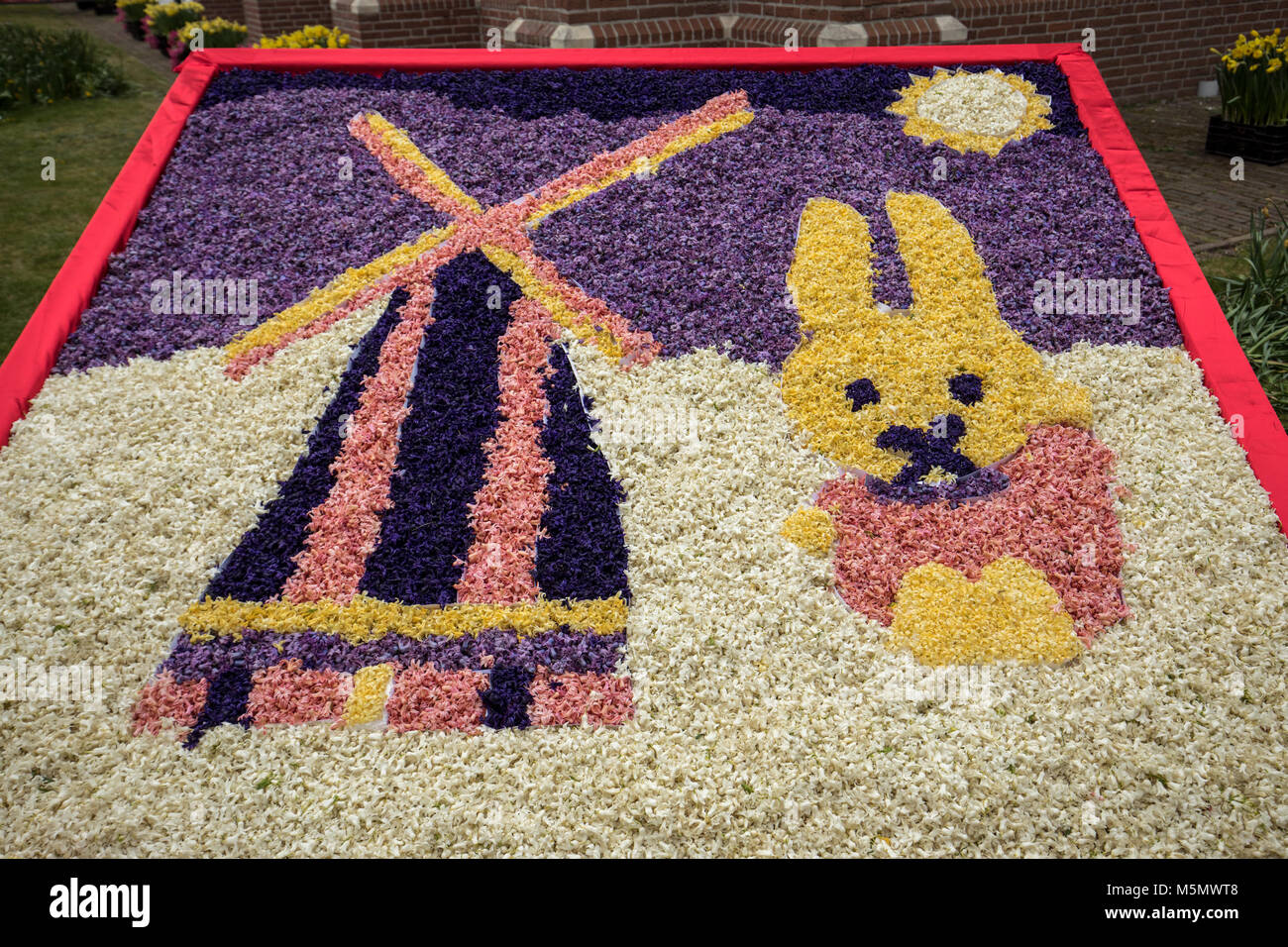 Noordwijkerhout, Netherlands - April 21, 2017: Traditional windmill and ...