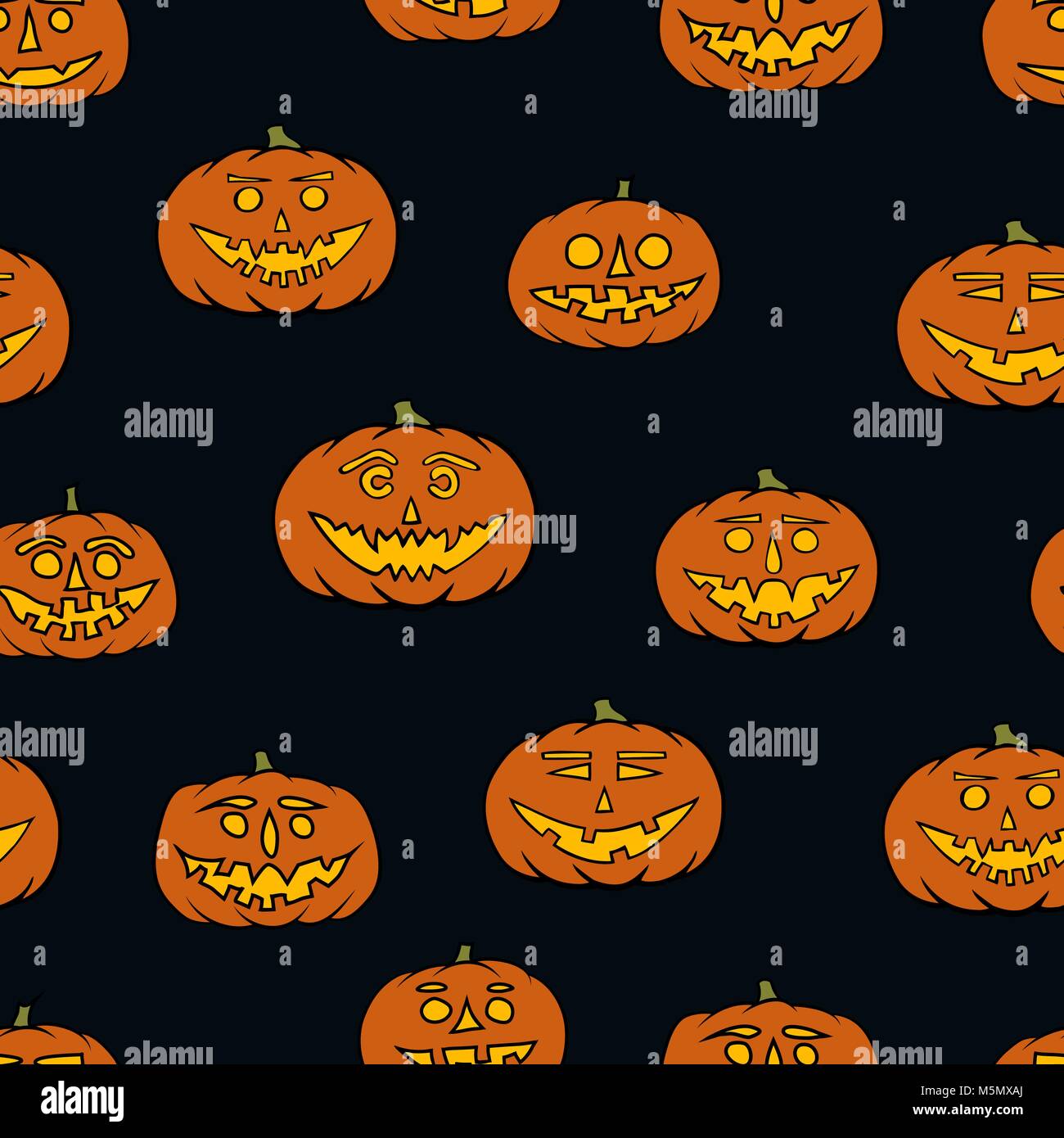 hand drawn jack-o-lantern seamless pattern - halloween background Stock ...