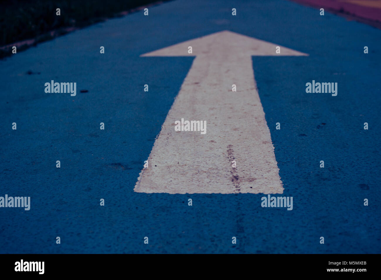 Blue Traffic Sign White Arrow High Resolution Stock Photography and ...