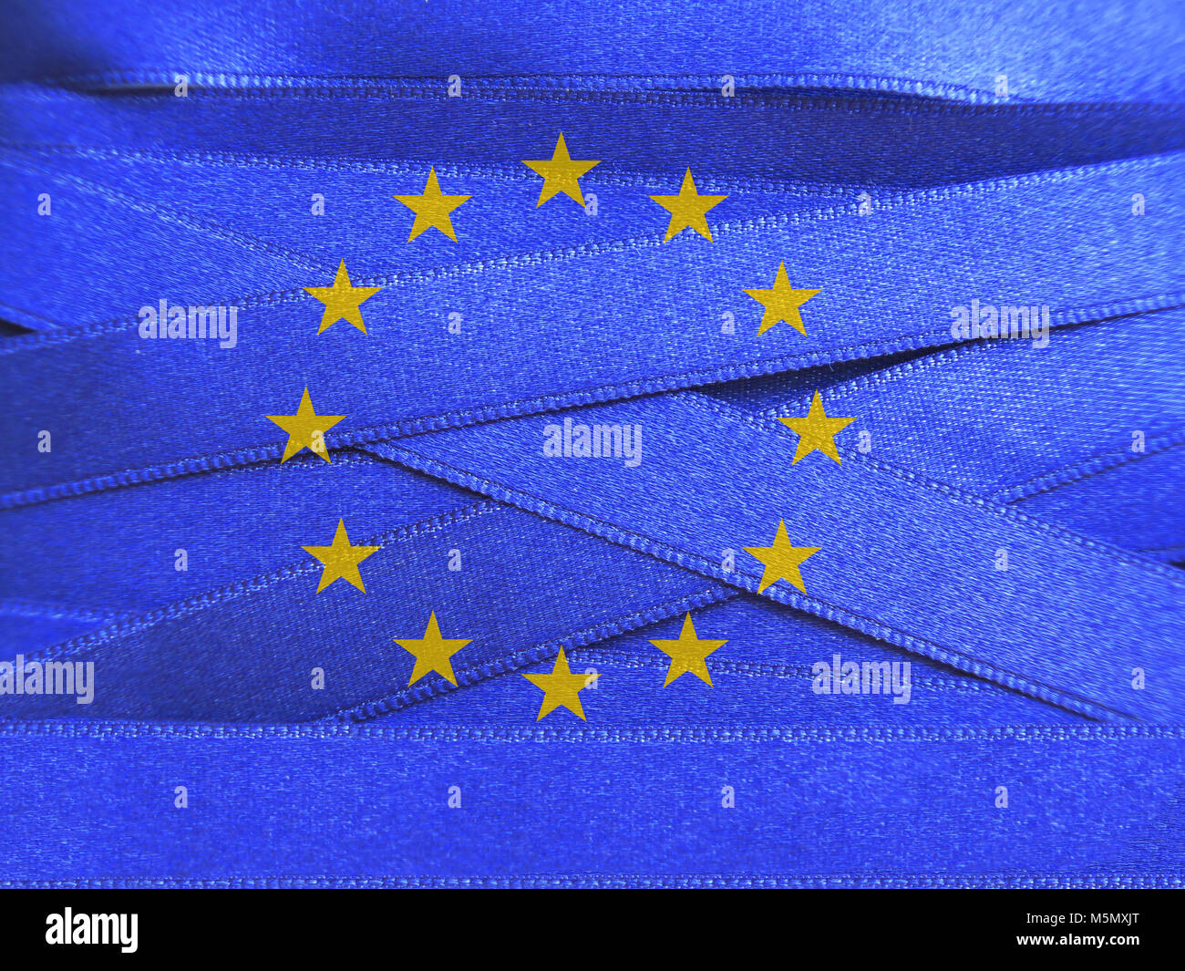 EUROPEAN UNION flag or banner made with blue ribbon Stock Photo - Alamy