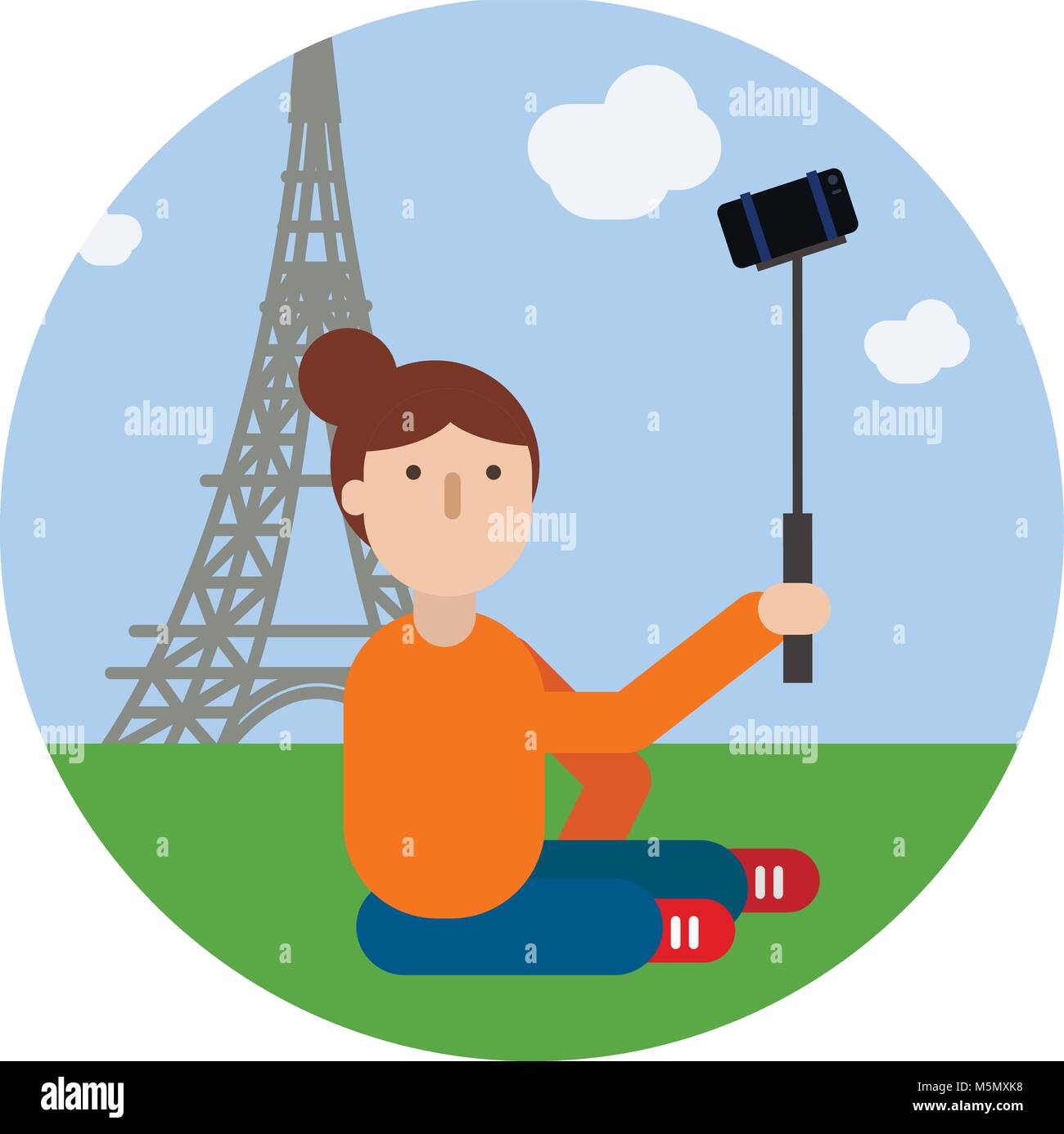 French woman eiffel tower Stock Vector Images - Alamy