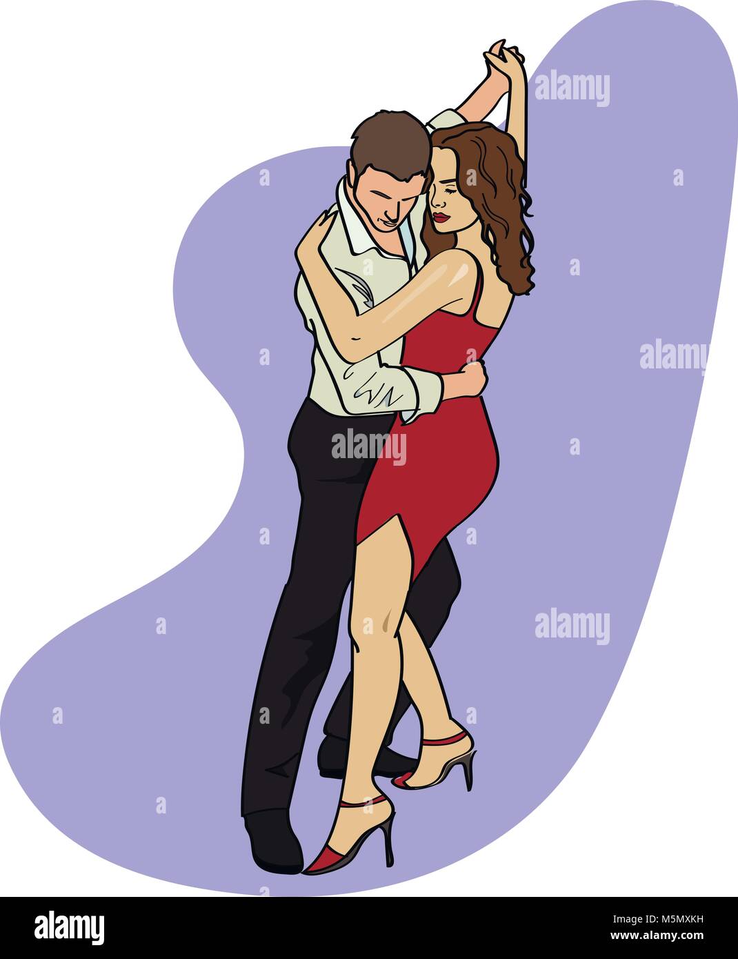 Salsa Or Argentine Tango Dancing Couple Man And Woman In Vector