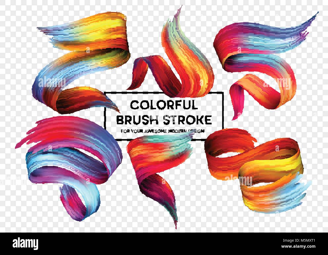 Set of colorful brush strokes. Modern design element. Vector ...