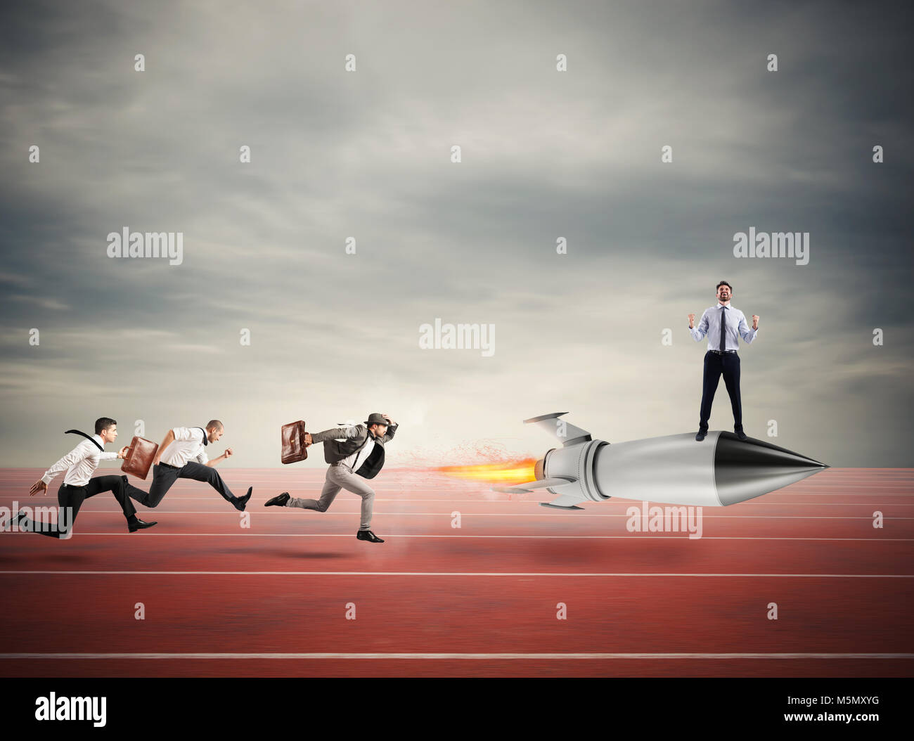 Business man running track hi-res stock photography and images - Alamy