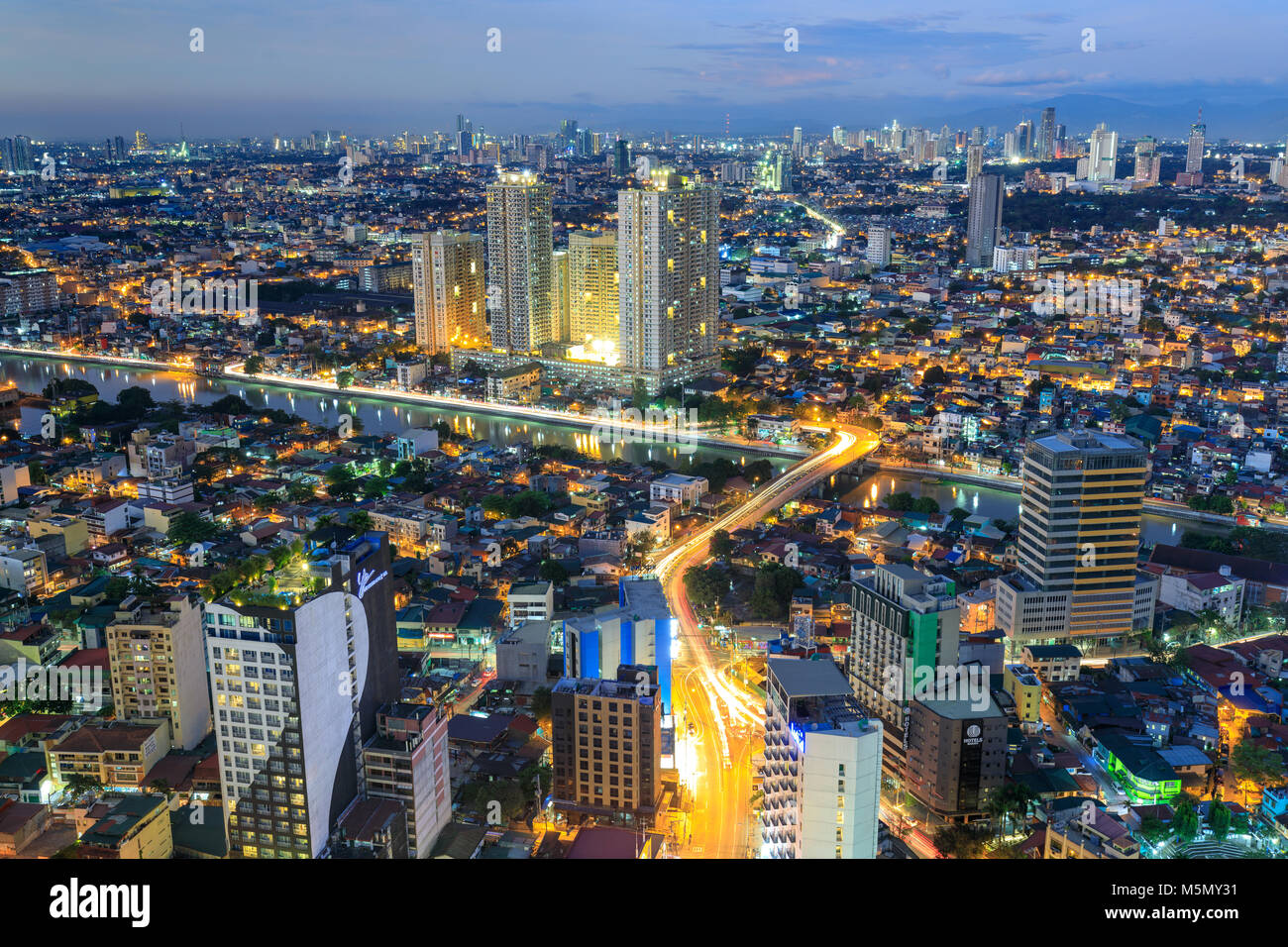 Manila, Philippines - Feb 25, 2018 : Night view of Mandaluyong, View ...
