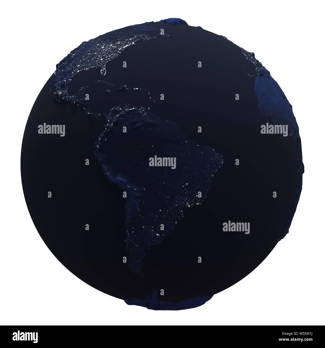 Planet earth night lights. 3D illustration Stock Photo - Alamy