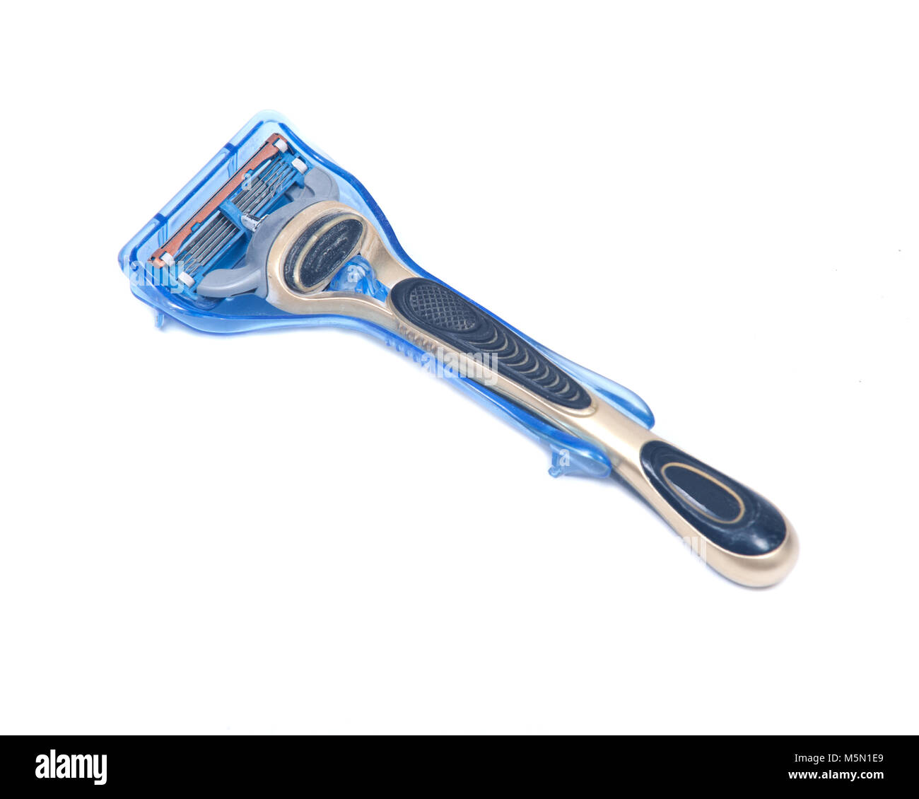 Used razor blades with handle isolated on white background Stock Photo ...