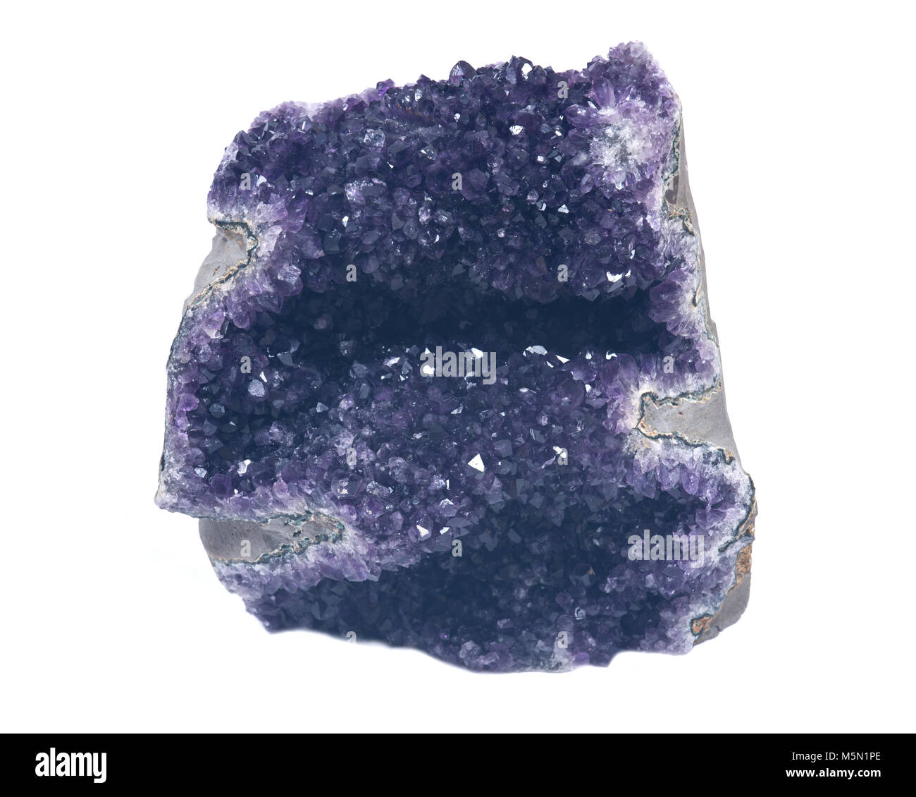 Amethyst purple druse geode isolated on white background Stock Photo ...